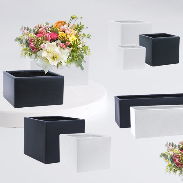 Contemporary Ceramic Cube Planters - Wholesale Case