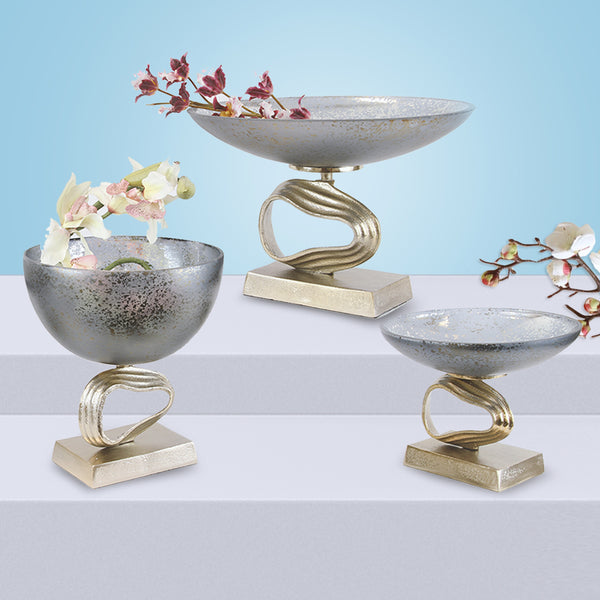 Glam Glass Aluminum Centerpiece Bowl / Dishes - Wholesale Case