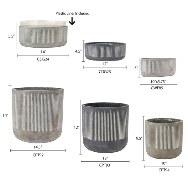 Fluted Ribbed Planter Decorative Ceramic Container - Wholesale Case