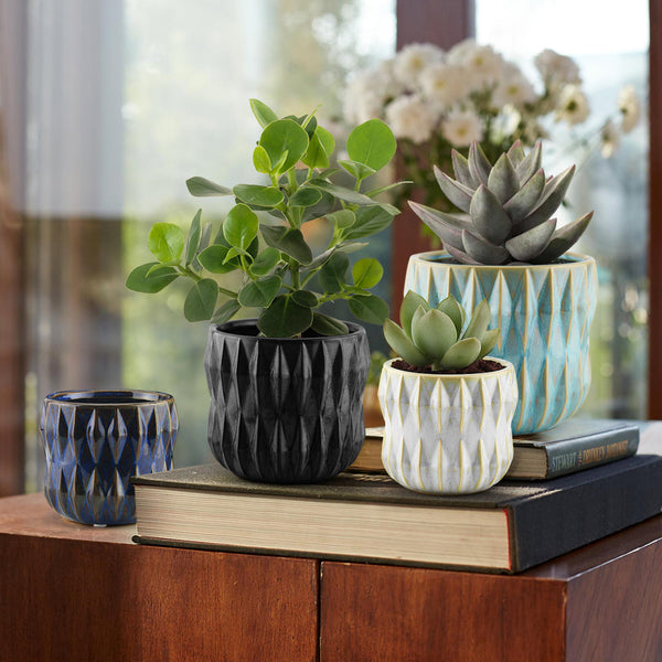 Ribbed Ceramic Pot Décor - Wholesale Case
