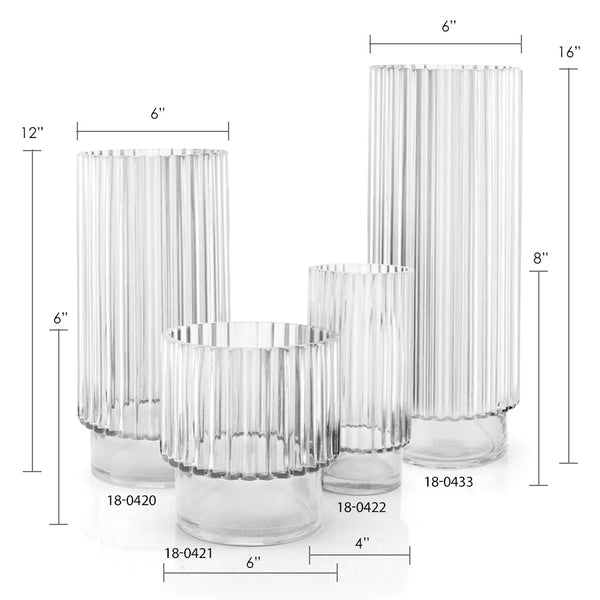 Fluted Vase Decorative Glass Containers - Wholesale Case